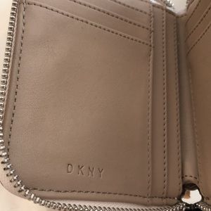 Dkny | Bags | Dkny Vela Small Zip Around Wallet White Faux Leather With ...